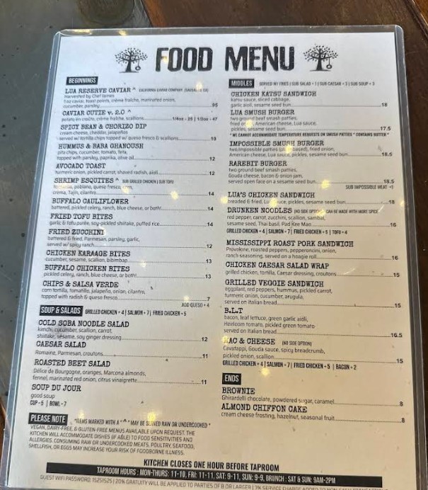 Lua Brewing Restaurant Menu - Discover the Best Brewpub and Craft Beer ...